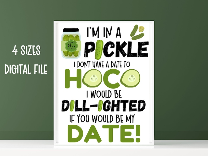 HOCO Proposal Poster DILL Pickle School Dance Invite High School Event ...