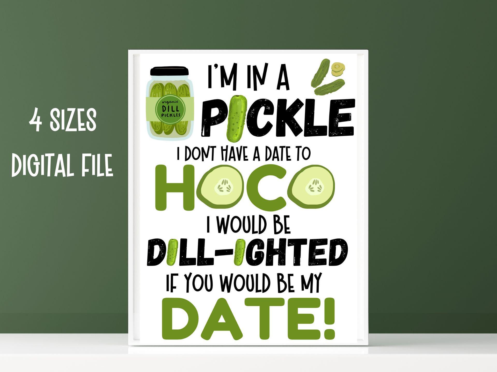 HOCO Proposal Poster DILL Pickle School Dance Invite High School Event ...