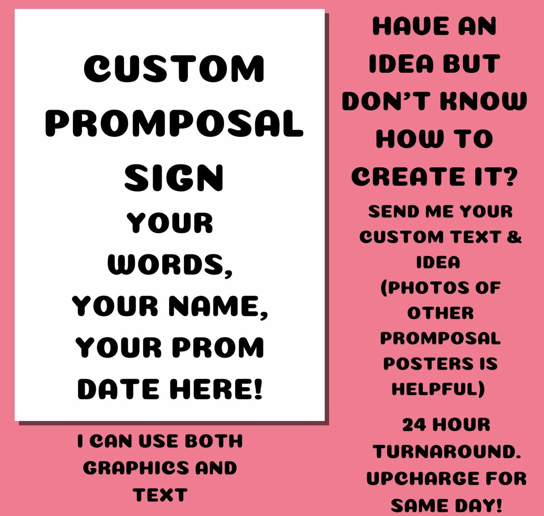 Custom Promposal Prom Invite Poster Your Text Invitation,girlfriend ...