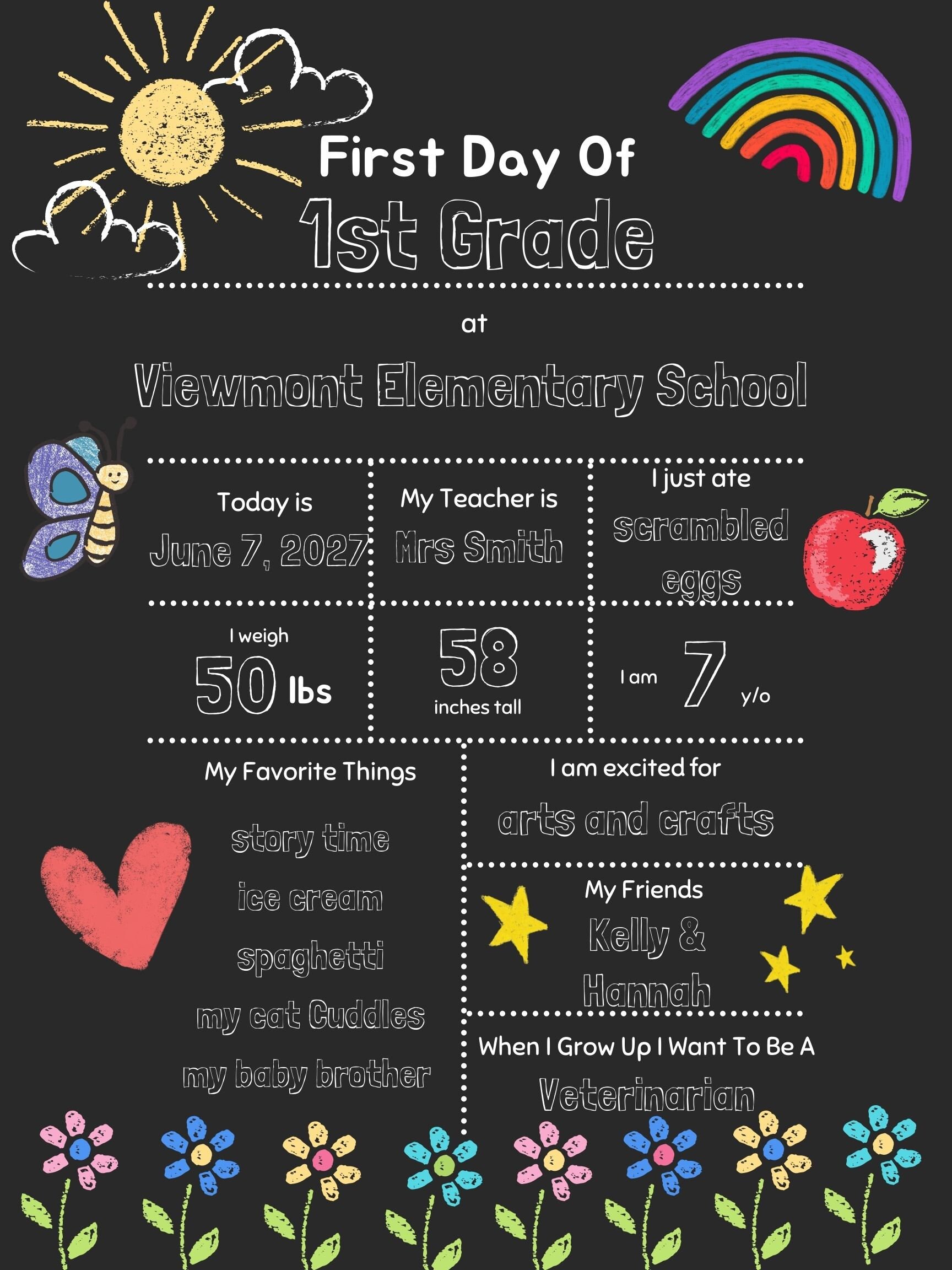 Chalkboard Back to School Sign, First Day of School Sign, Back to ...