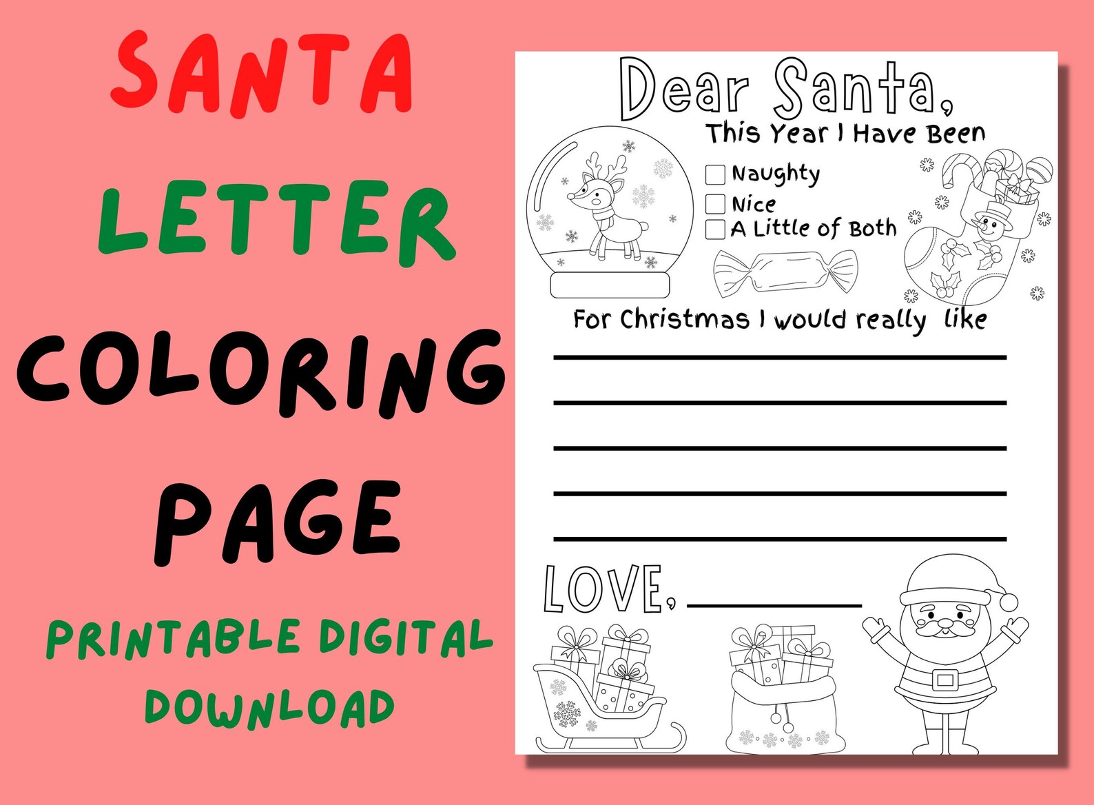 Letter to Santa Printable, Kids Letter to Santa, Santa Letter ...