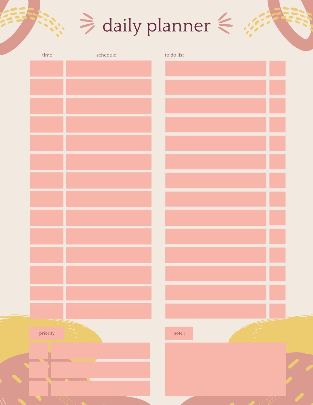 Daily Planner Printable, Daily Planner Sheet, Printable Planner Sheet ...