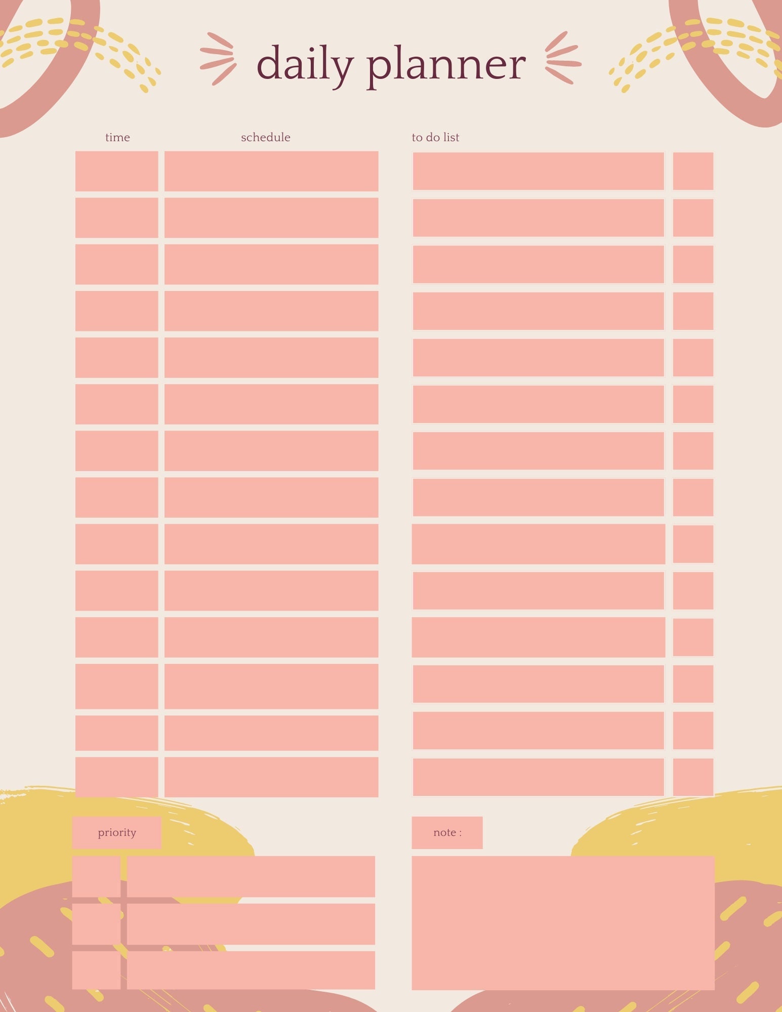 Daily Planner Printable, Daily Planner Sheet, Printable Planner Sheet ...
