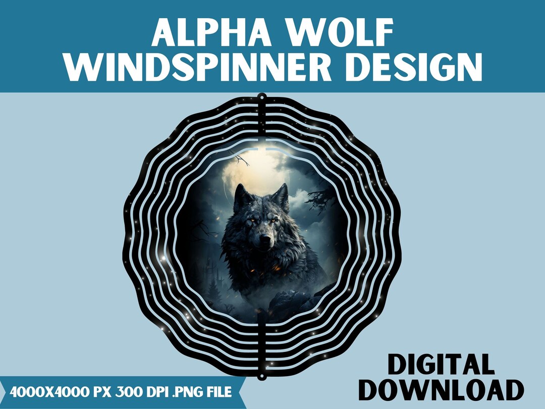 Alpha Wolf Wind Spinner Png Design Black Wolf Round Spinner Therian ...