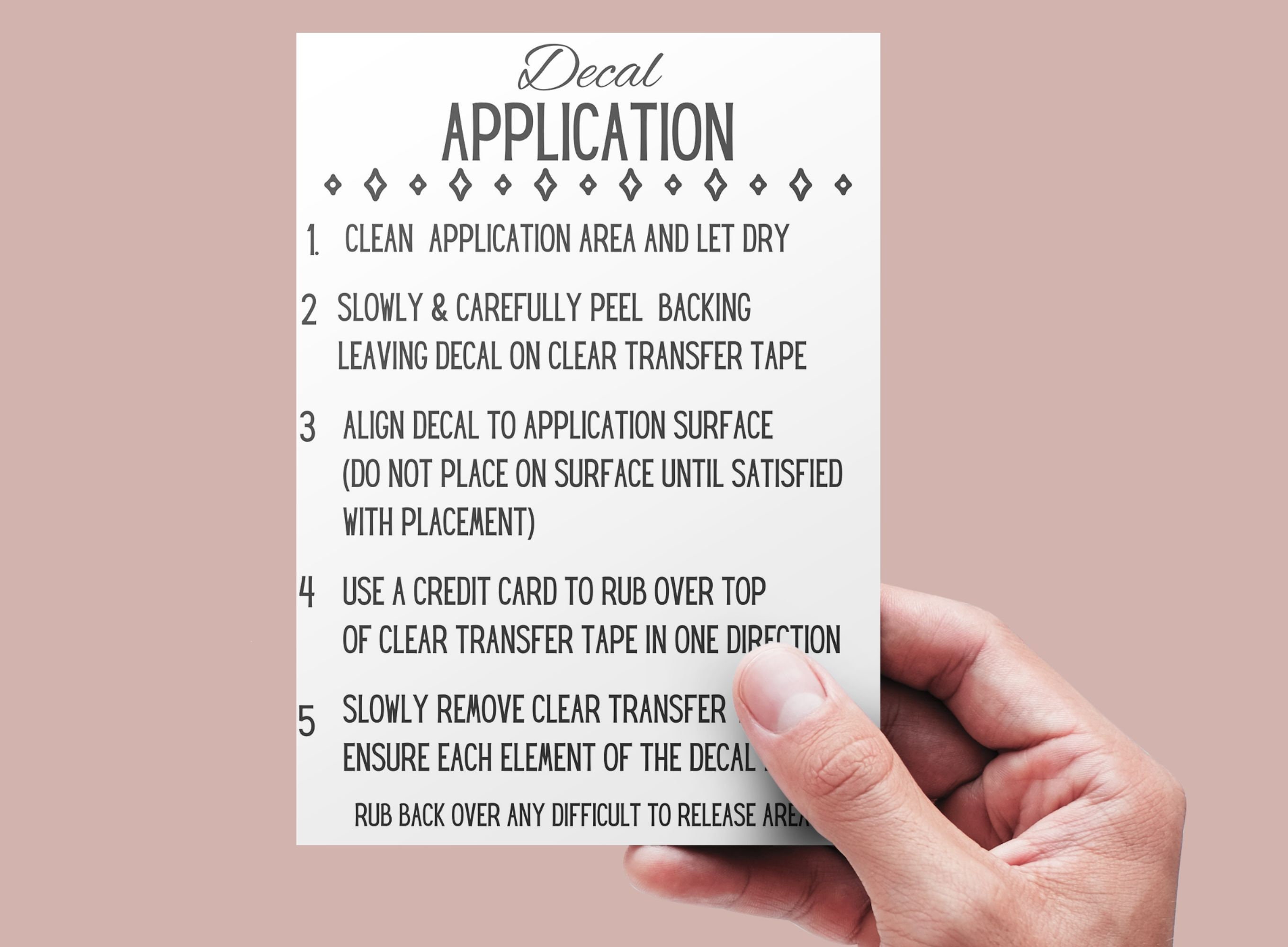 Vinyl Decal Application Card, Small Business Supplies, Digital File, Ready to Print, Instant ...