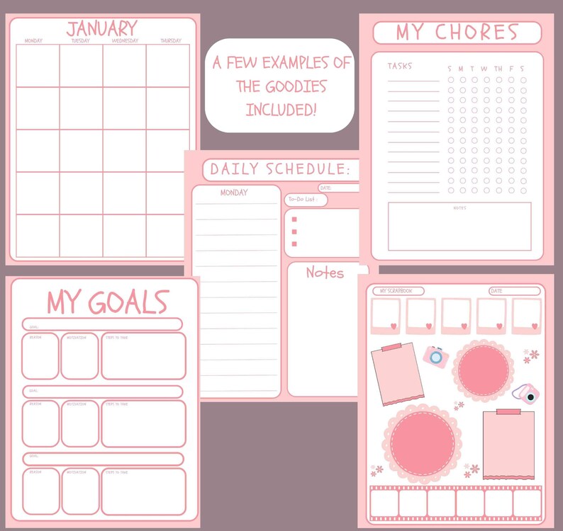 Teen Printable Journal Bundle,chore Tracker,drawing Journal Printable ...