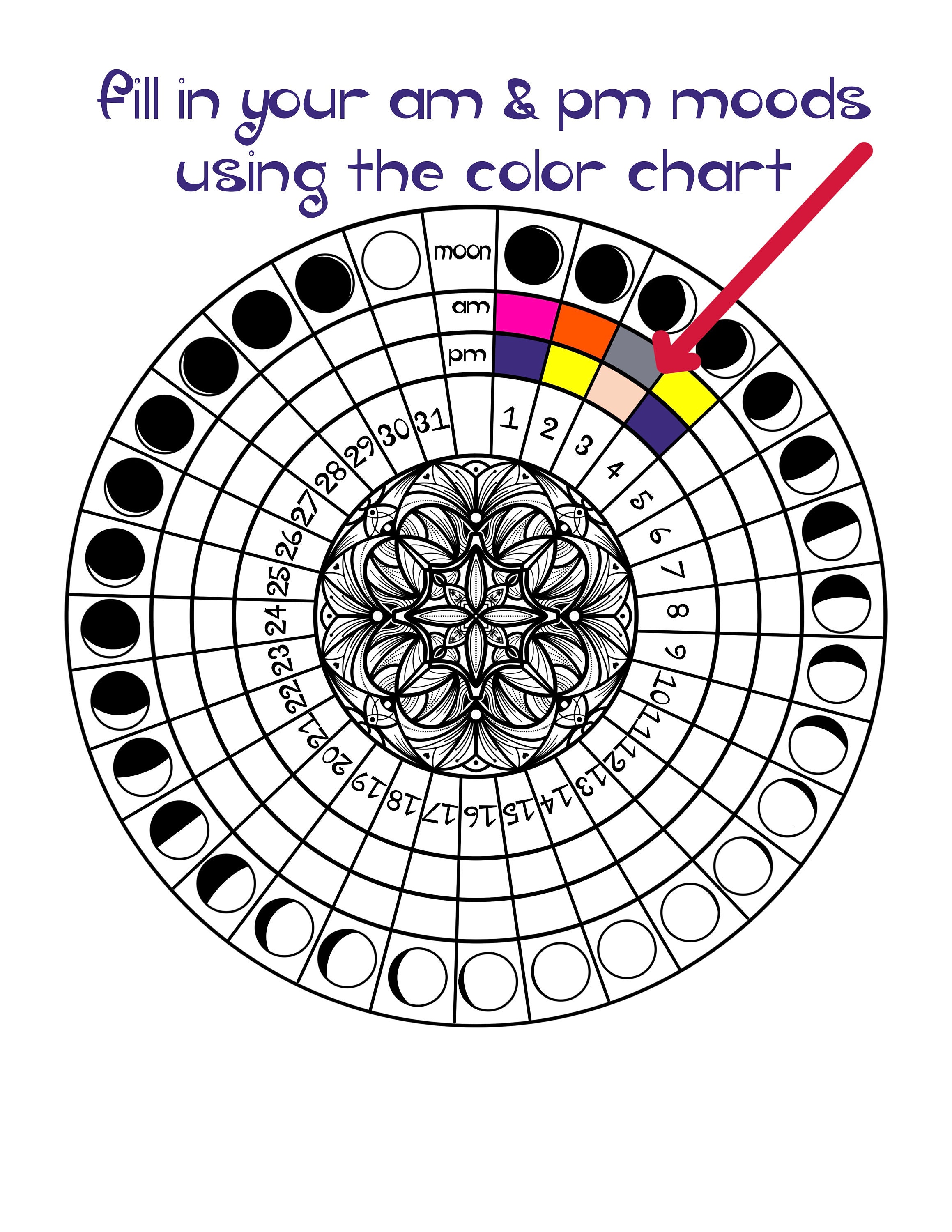 Mood Tracker, Mood Chart, Daily Mood Tracker, Monthly Mood Tracker ...