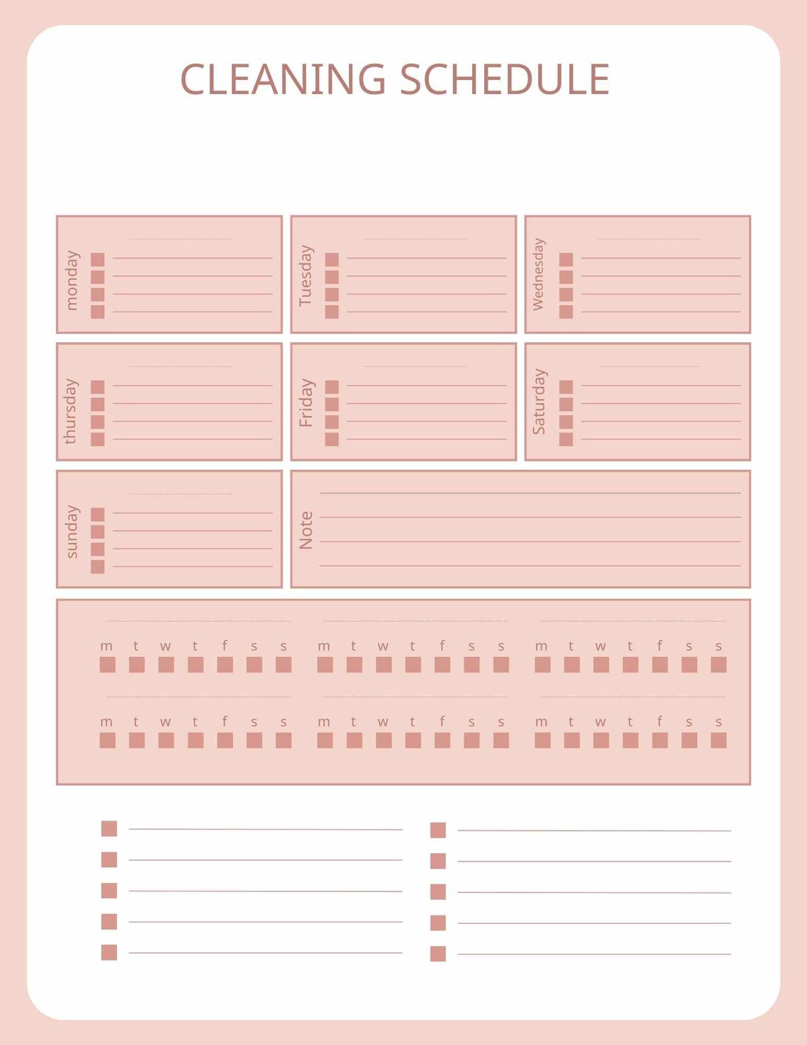 Editable Cleaning Schedule Workbook Template Printable Planner Master ...