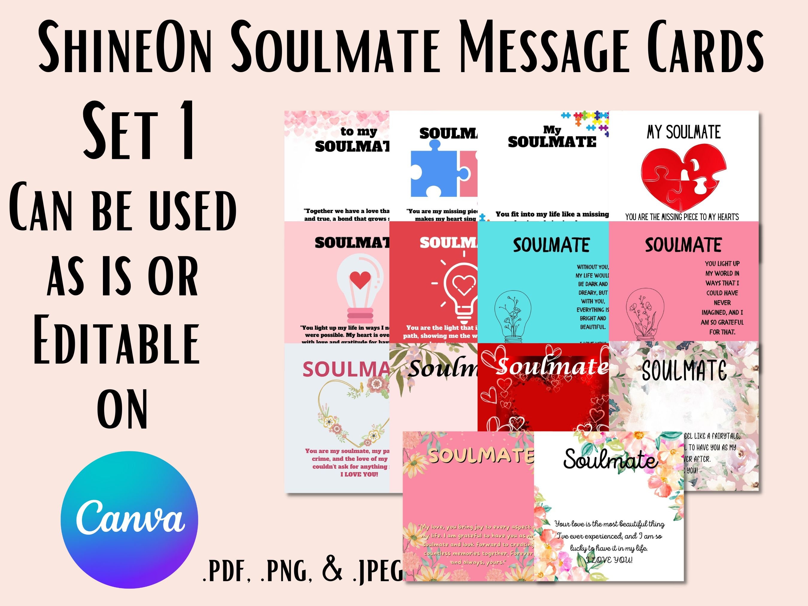 Soulmate Message Card Template Bundle, Shineon Necklace Message Card ...