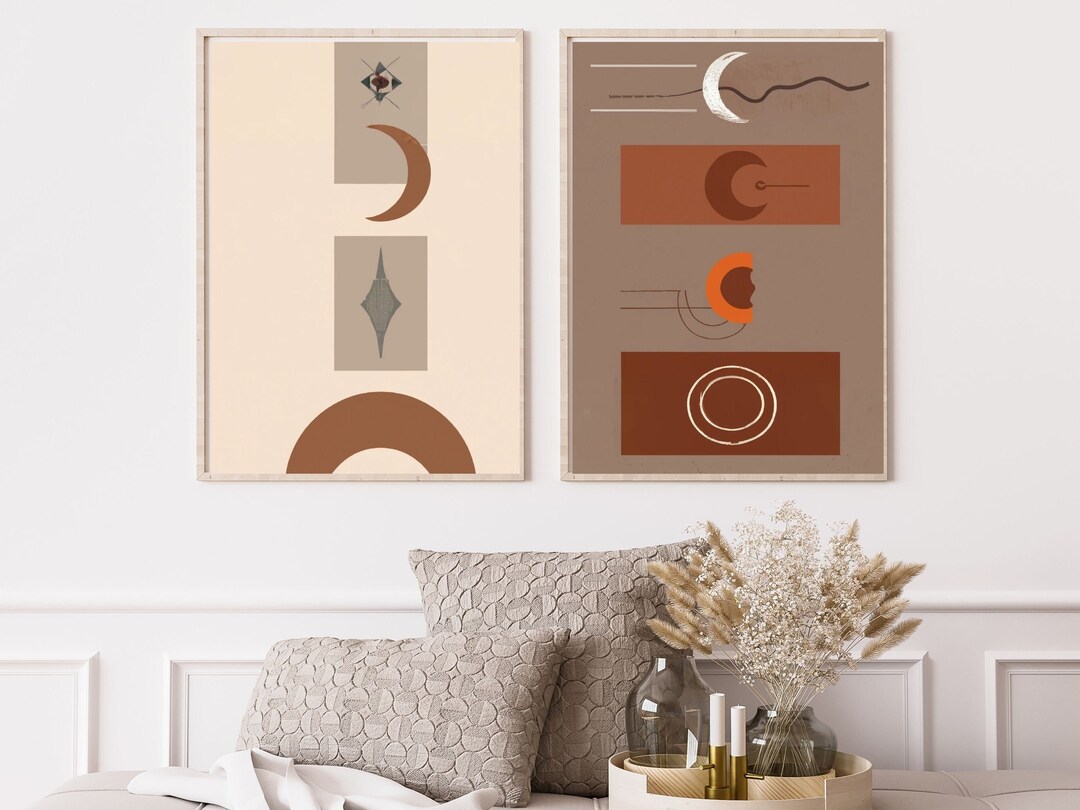 Boho Moon Art Set,printable Gallery Wall Art Set,last Minute Wedding Gift,neutral Color Print ...