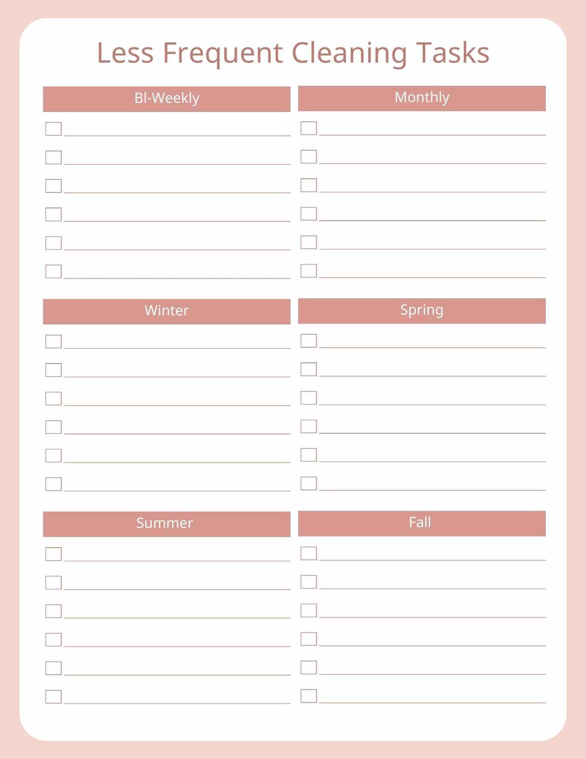 Editable Cleaning Schedule Workbook Template Printable Planner Master ...