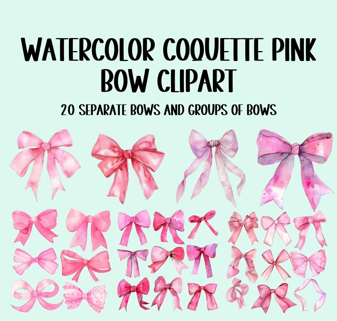 Coquette Pink Bow Clipart Bundle 20 PNG My Girly Era Clip Art ...