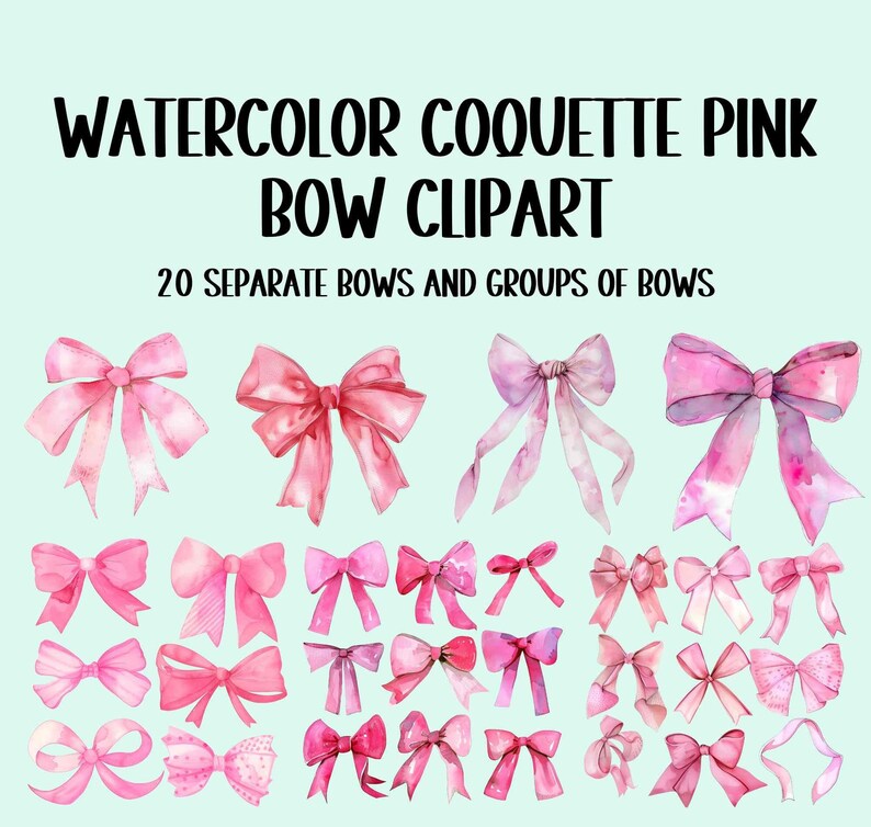 Coquette Pink Bow Clipart Bundle 20 PNG My Girly Era Clip Art ...