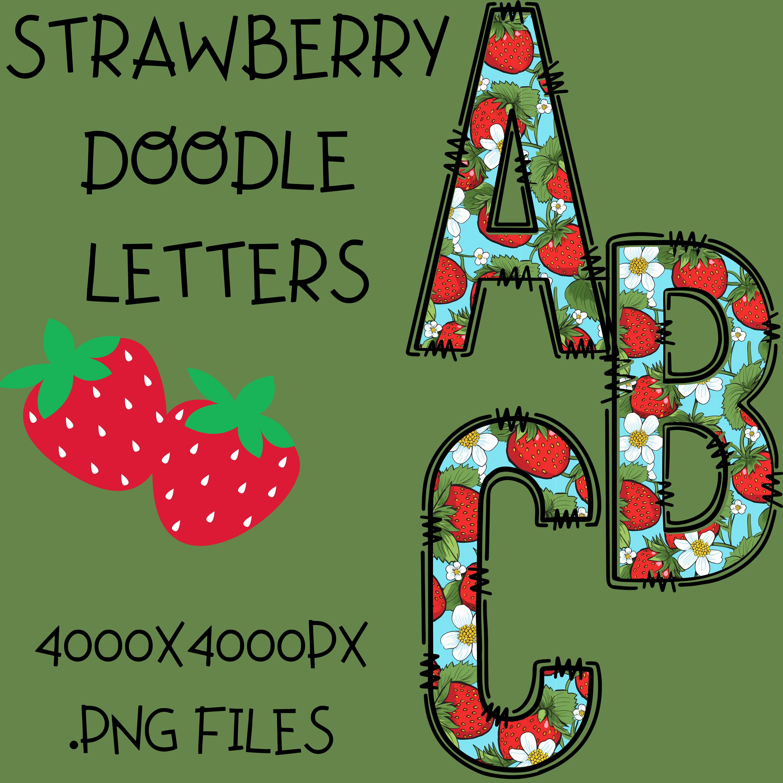 Strawberry Doodle Letters Png, Strawberries Letters Png Bundle Digital ...