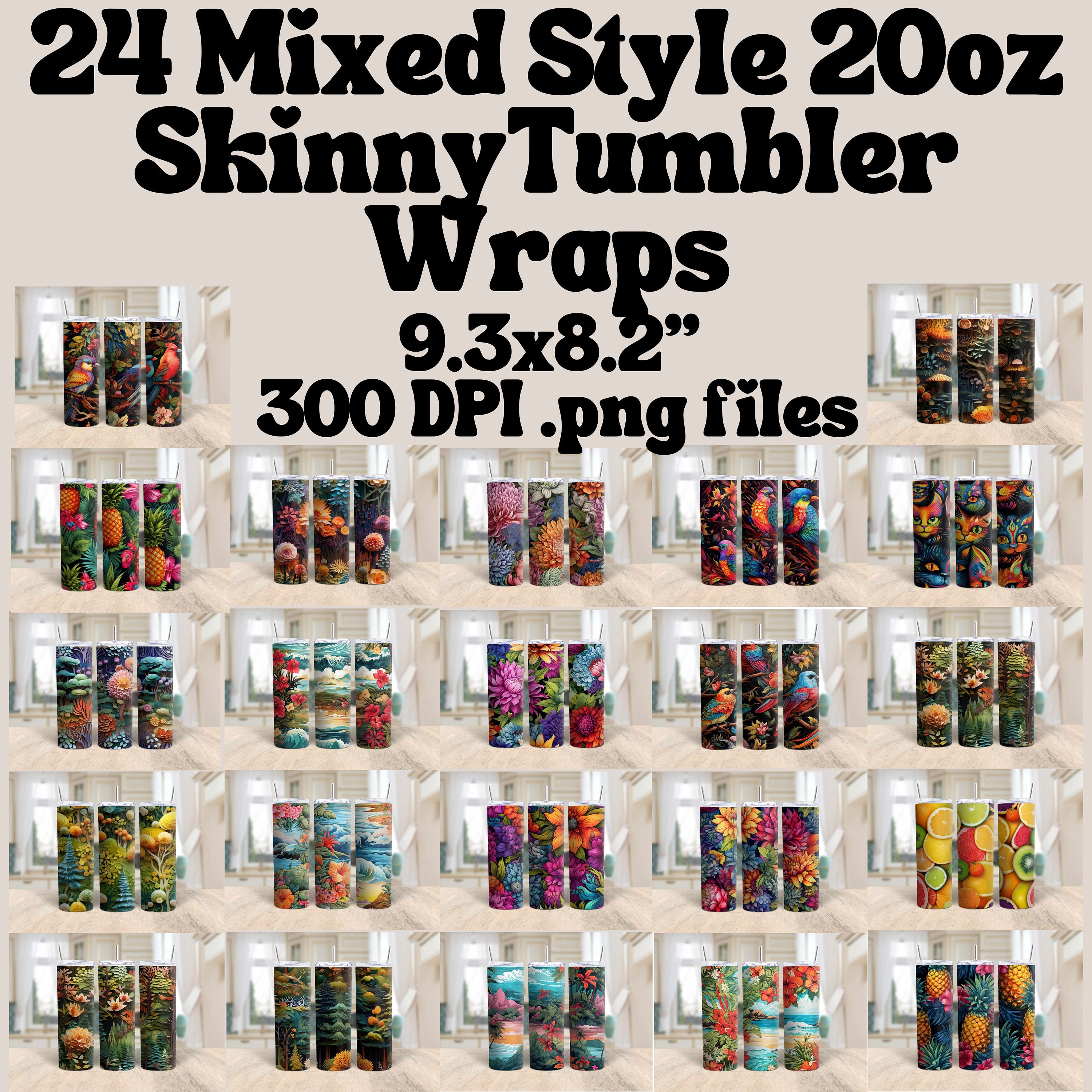 Tumbler Png Bundle Digital Sublimation Designs 20oz Skinny - Etsy