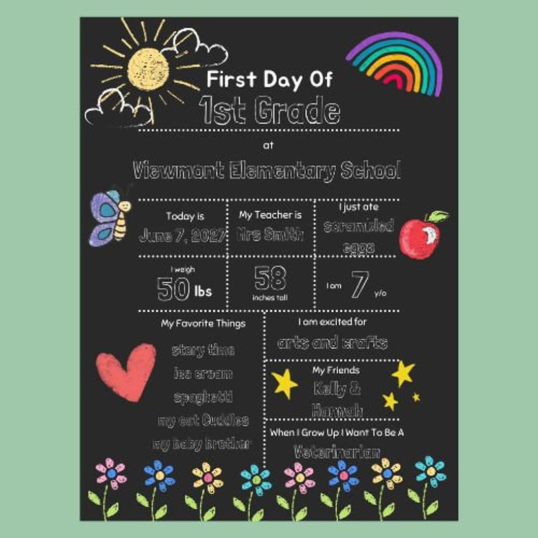 Chalkboard Back to School Sign, First Day of School Sign, Back to ...