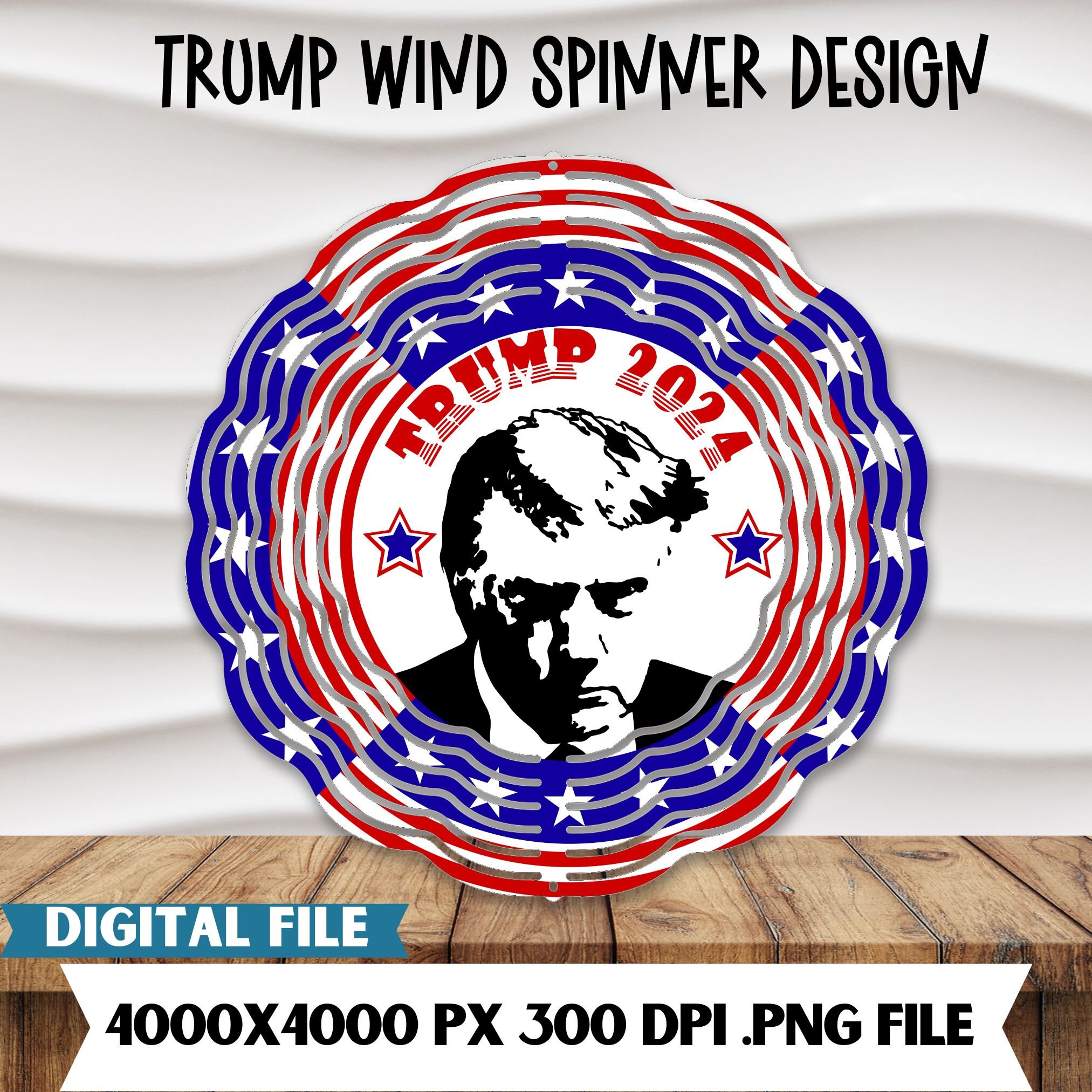 Trump 2024 Wind Spinner Png Design Patriotic USA MAGA Round Spinner ...
