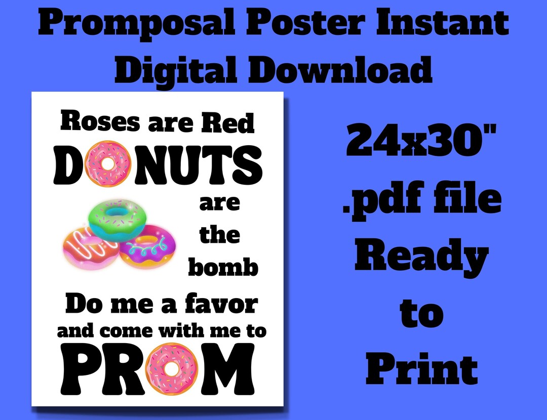 Promposal Poster DIGITAL DOWNLOAD, Donut Prom Invite, Prom Invite 2023 ...