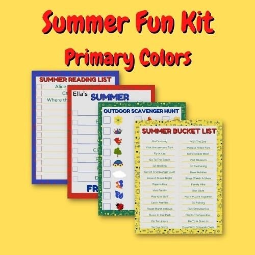Summer Fun Kit, Editable Charts, Reading Chart, Summer Bucket List ...
