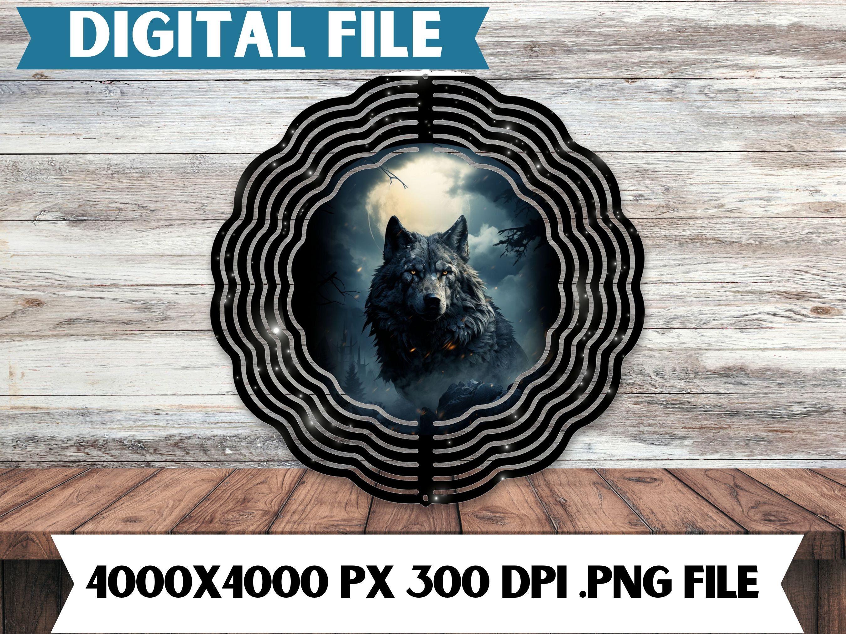 Alpha Wolf Wind Spinner Png Design Black Wolf Round Spinner Therian ...