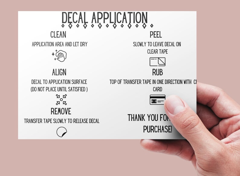Vinyl Decal Application Card, Small Business Supplies, Digital File ...