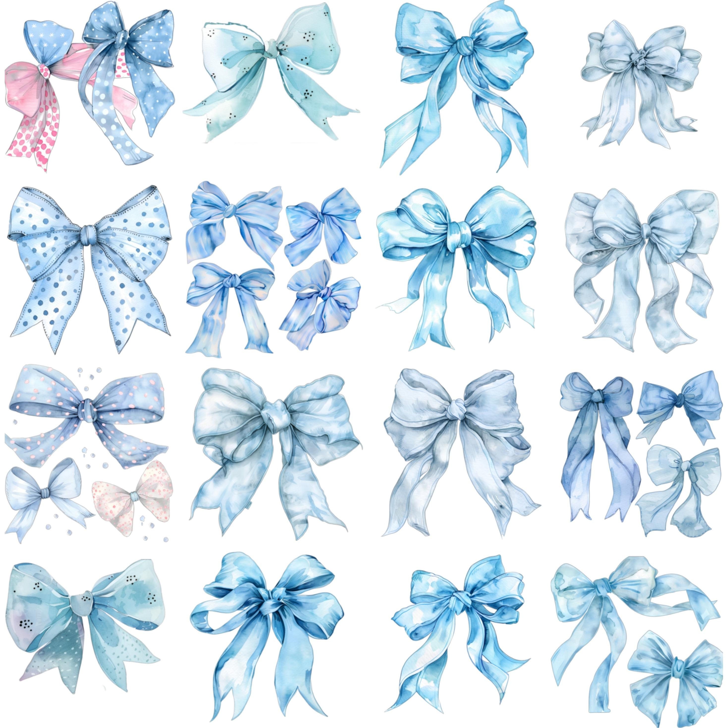 Blue Coquette Bows Clipart Bundle Png Digital Download Sublimation ...