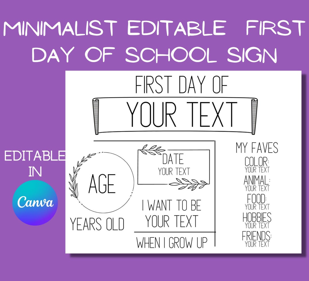 Back to School Sign, First Day of School Sign, Back to School Printable ...