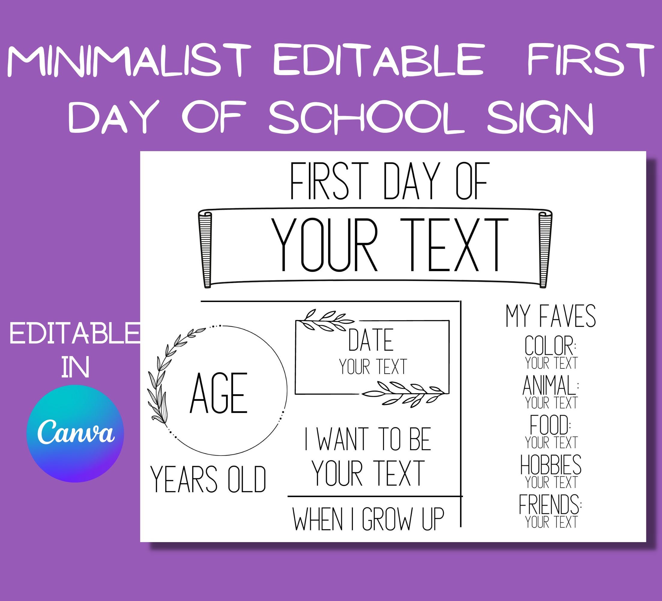 Back to School Sign, First Day of School Sign, Back to School Printable ...