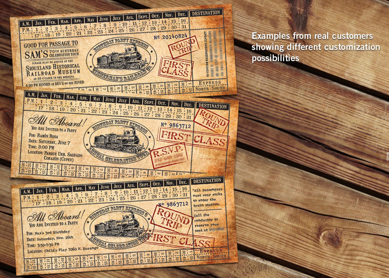 CUSTOMIZED Printable Vintage Train Ticket Birthday Invitation - Etsy