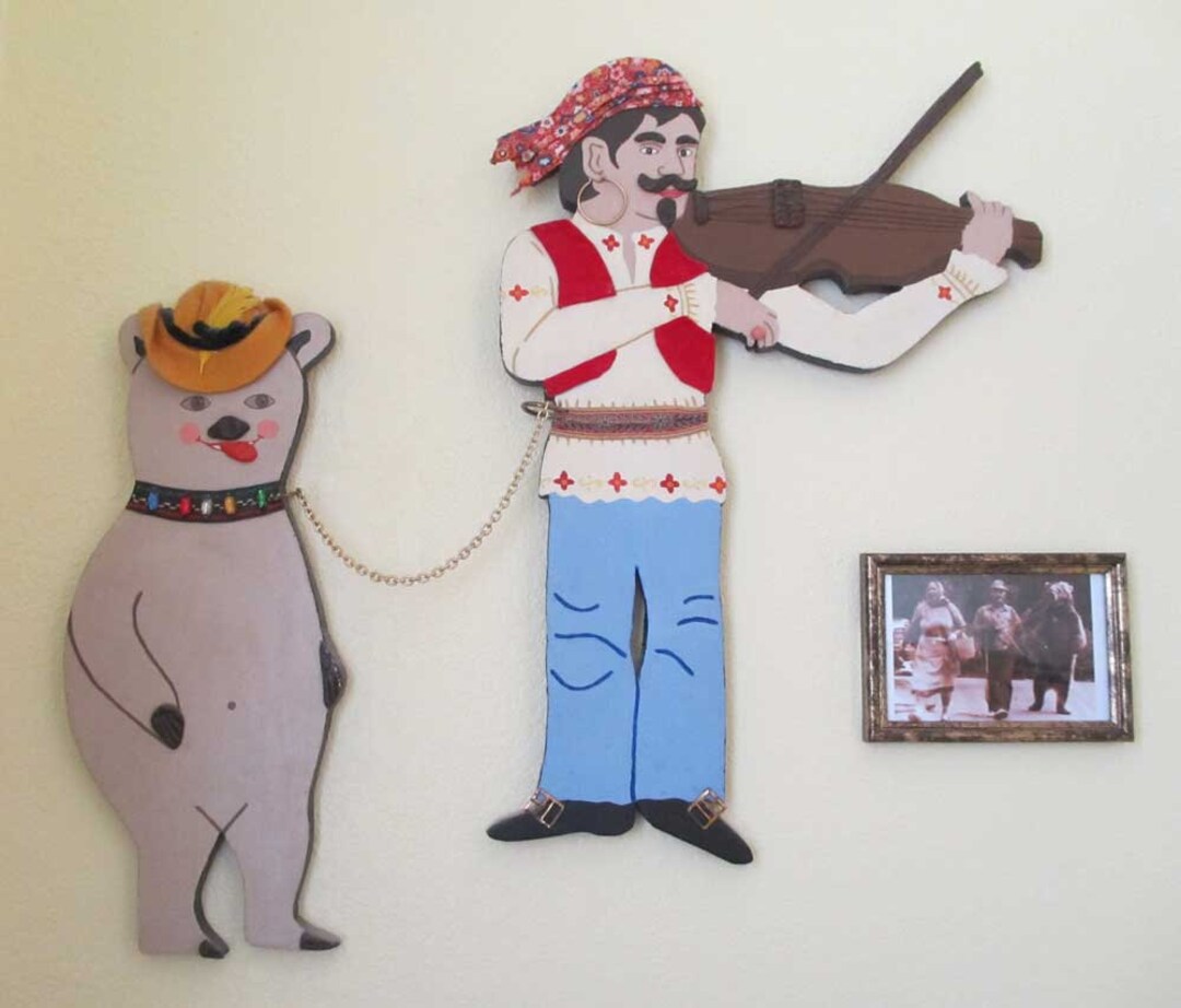 Gypsy and Dancing Bear Mixed Media Wall Art - Etsy