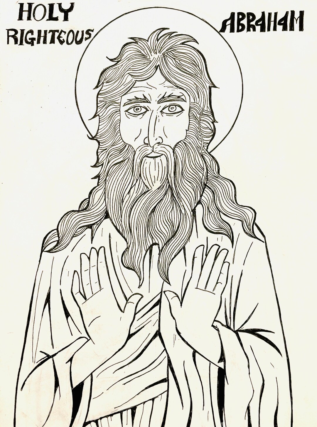 Holy Righteous Abraham Icon, Inked on 9x12 Inches of Heavyweight Paper ...