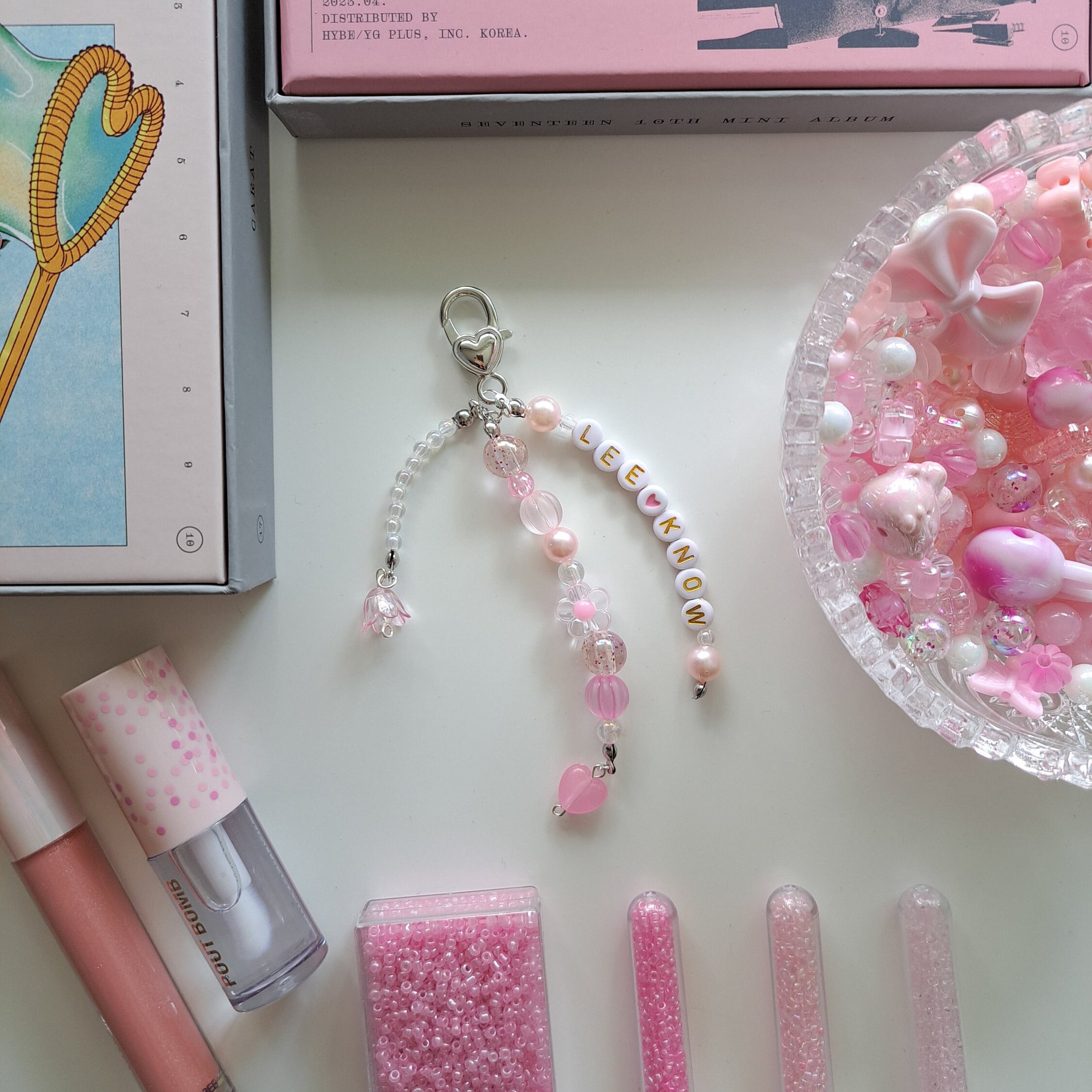 Bead Keychains Stray Kids Skz Felix Hyunjin Leeknow Coquette Pastel Y2k ...