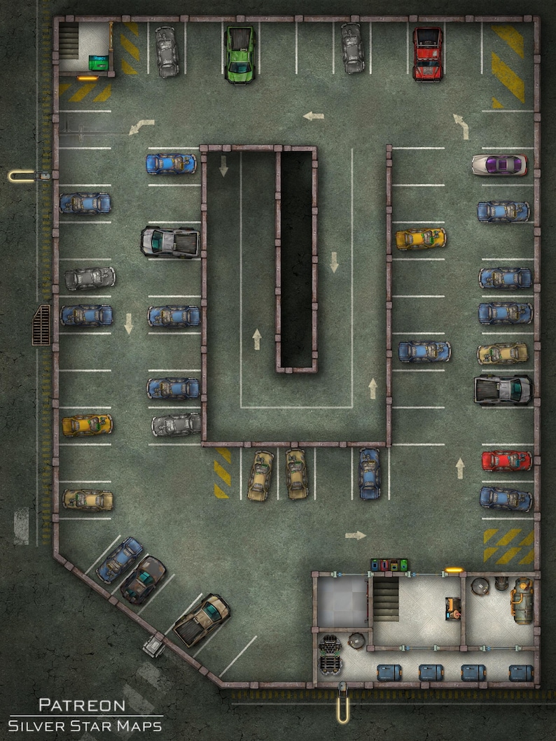 Modern Parking Lot Battlemap, Dnd Map, Modern Maps, Sci Fi Battlemap ...