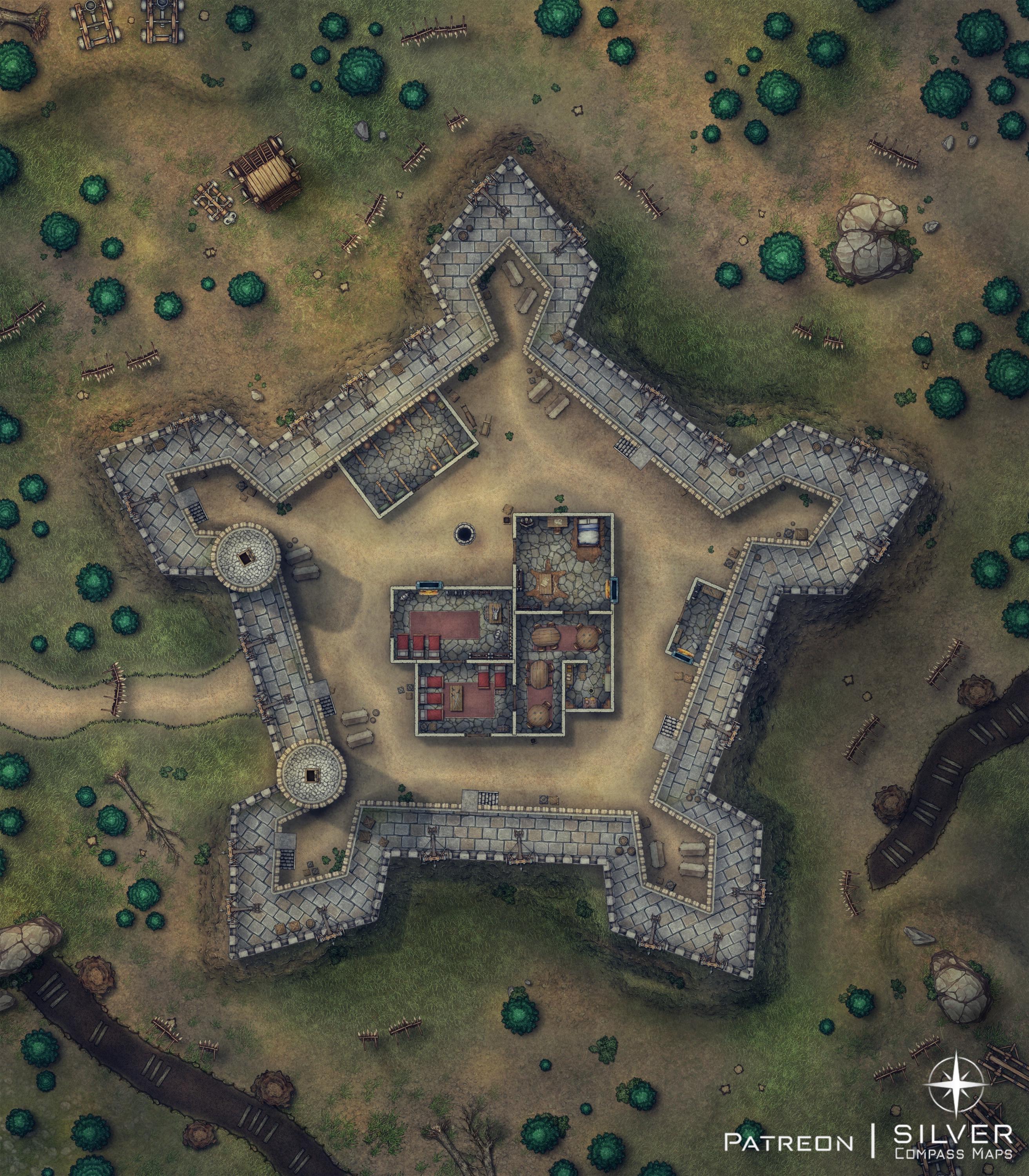 Star Fort Battlemap, Dnd Map, Castle, D&D, Tower, Battle Map, Gridded ...
