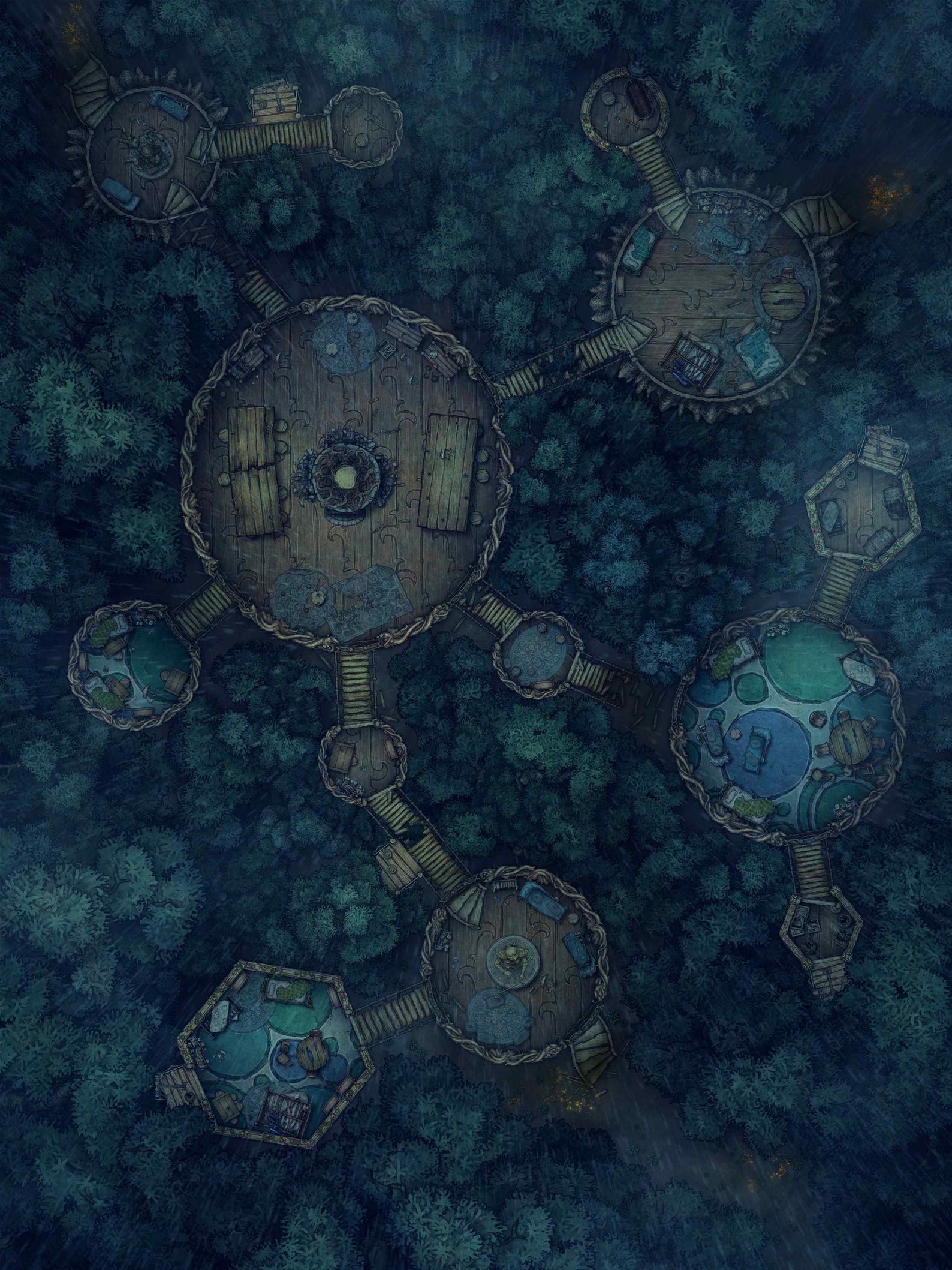 Tree House Battlemap, Dnd Map, Town, Elven, D&D, Village, Fey, RPG Map ...