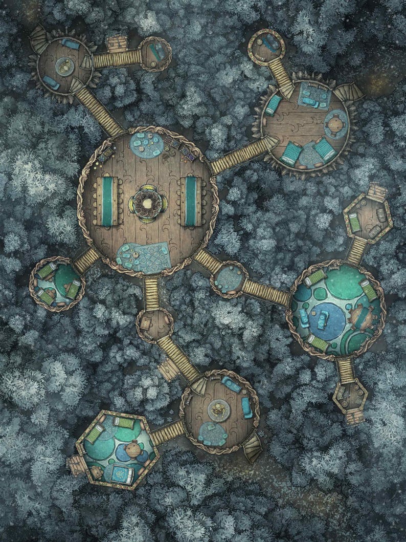 Tree House Battlemap, Dnd Map, Town, Elven, D&D, Village, Fey, RPG Map ...