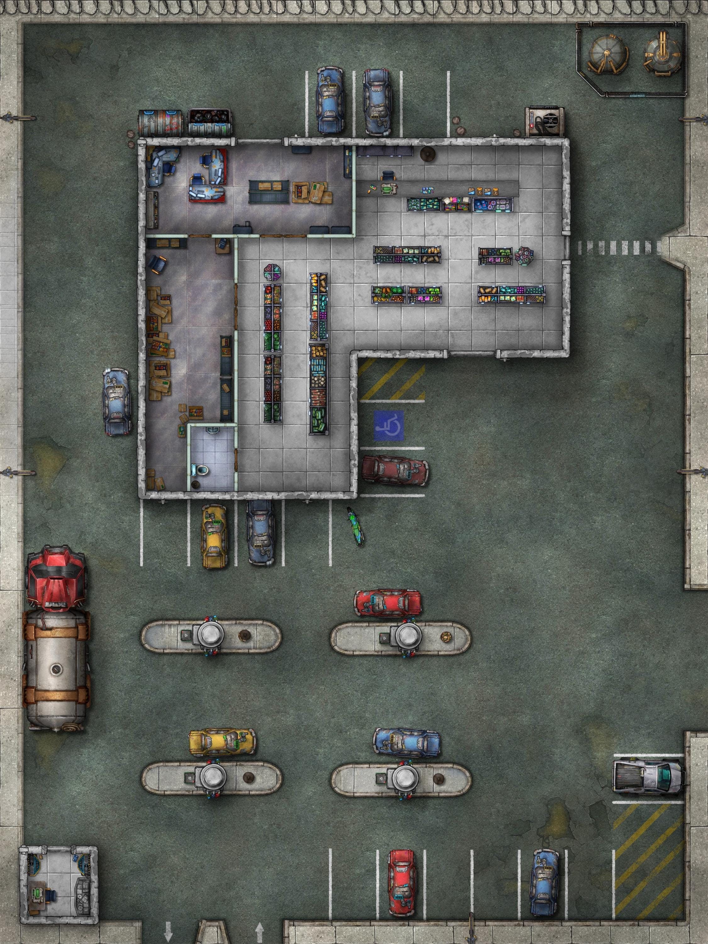 Modern Gas Station, Battlemap, Dnd Map, City, Modern Map, Sci Fi ...