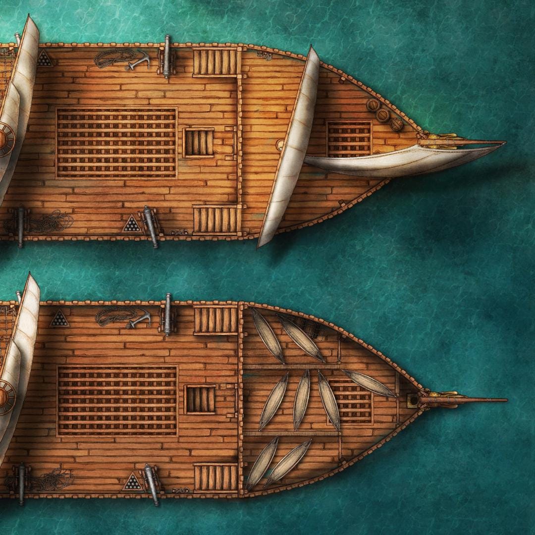 Ship Battlemap, Dnd Map, D&D, Battle Map, Dungeons and Dragons, 5e ...