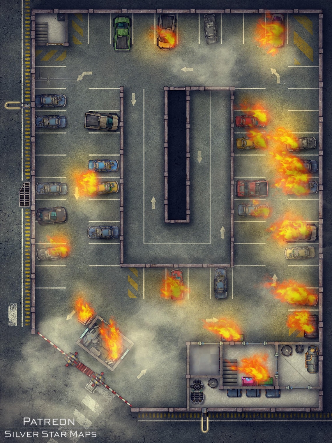 Modern Parking Lot Battlemap, Dnd Map, Modern Maps, Sci Fi Battlemap ...