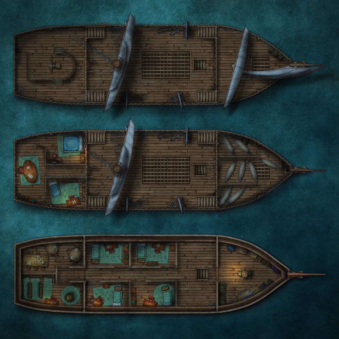 Ship Battlemap, Dnd Map, D&D, Battle Map, Dungeons and Dragons, 5e ...