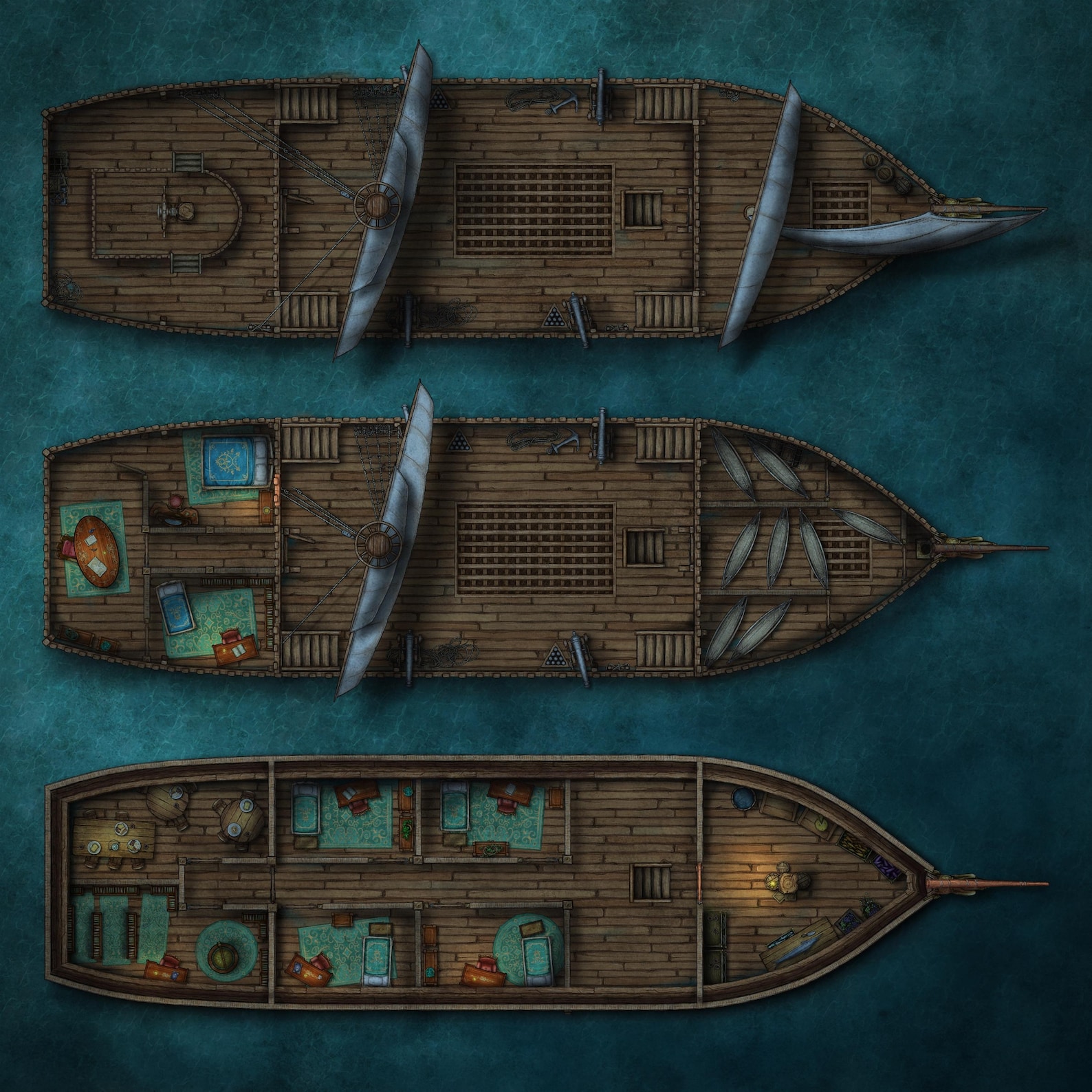 Ship Battlemap, Dnd Map, D&D, Battle Map, Dungeons and Dragons, 5e ...