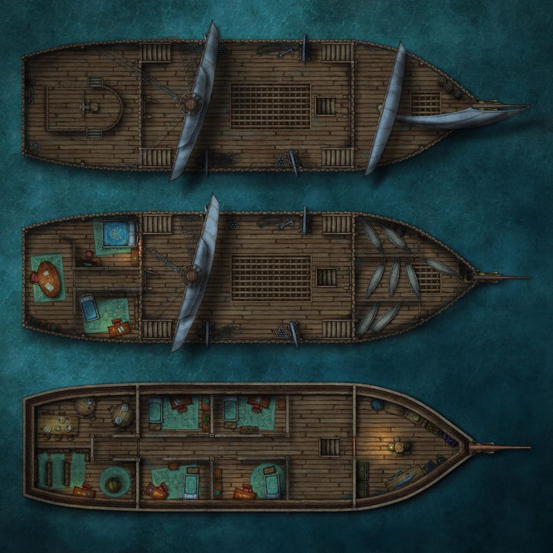 Ship Battlemap, Dnd Map, D&D, Battle Map, Dungeons and Dragons, 5e ...