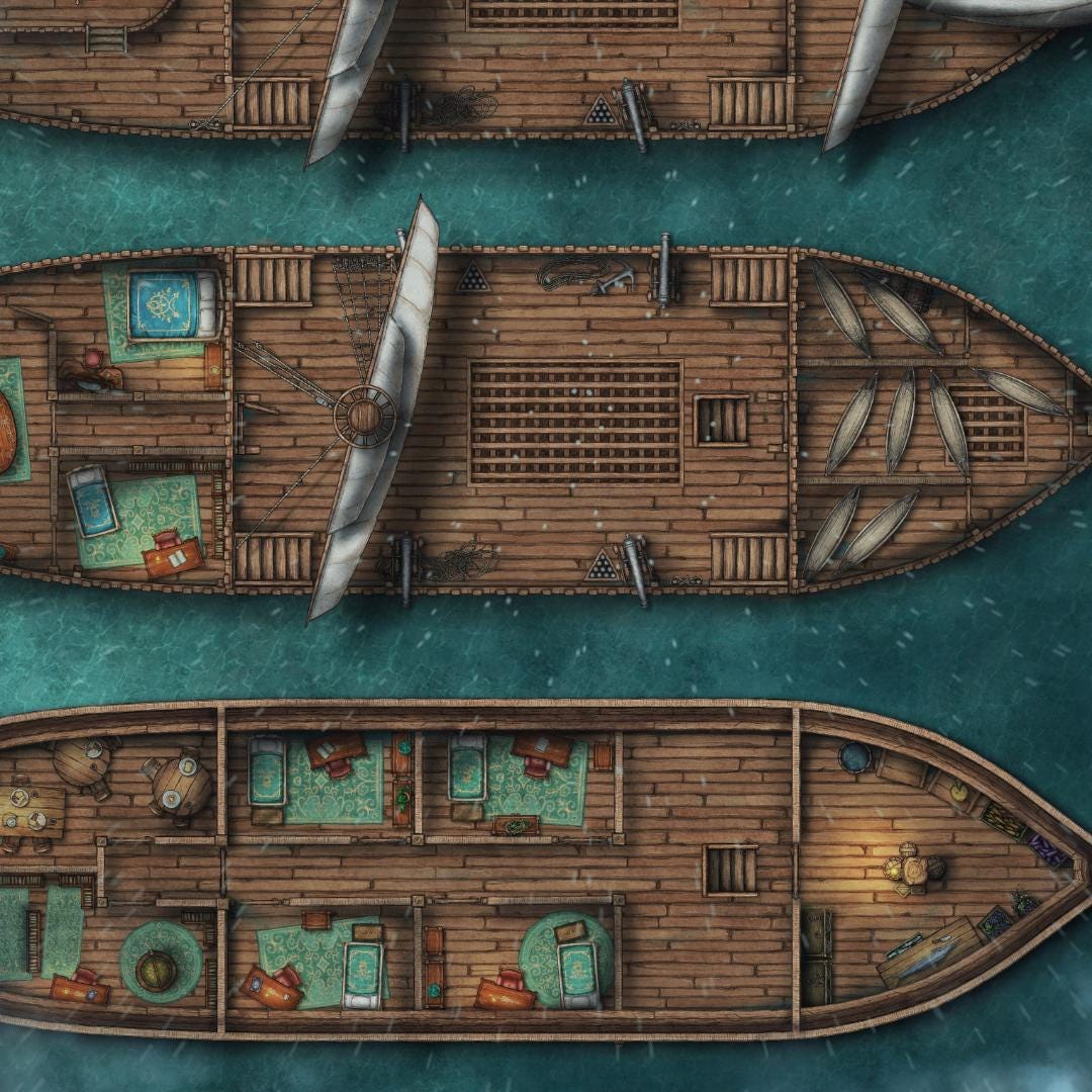 Ship Battlemap, Dnd Map, D&D, Battle Map, Dungeons and Dragons, 5e ...