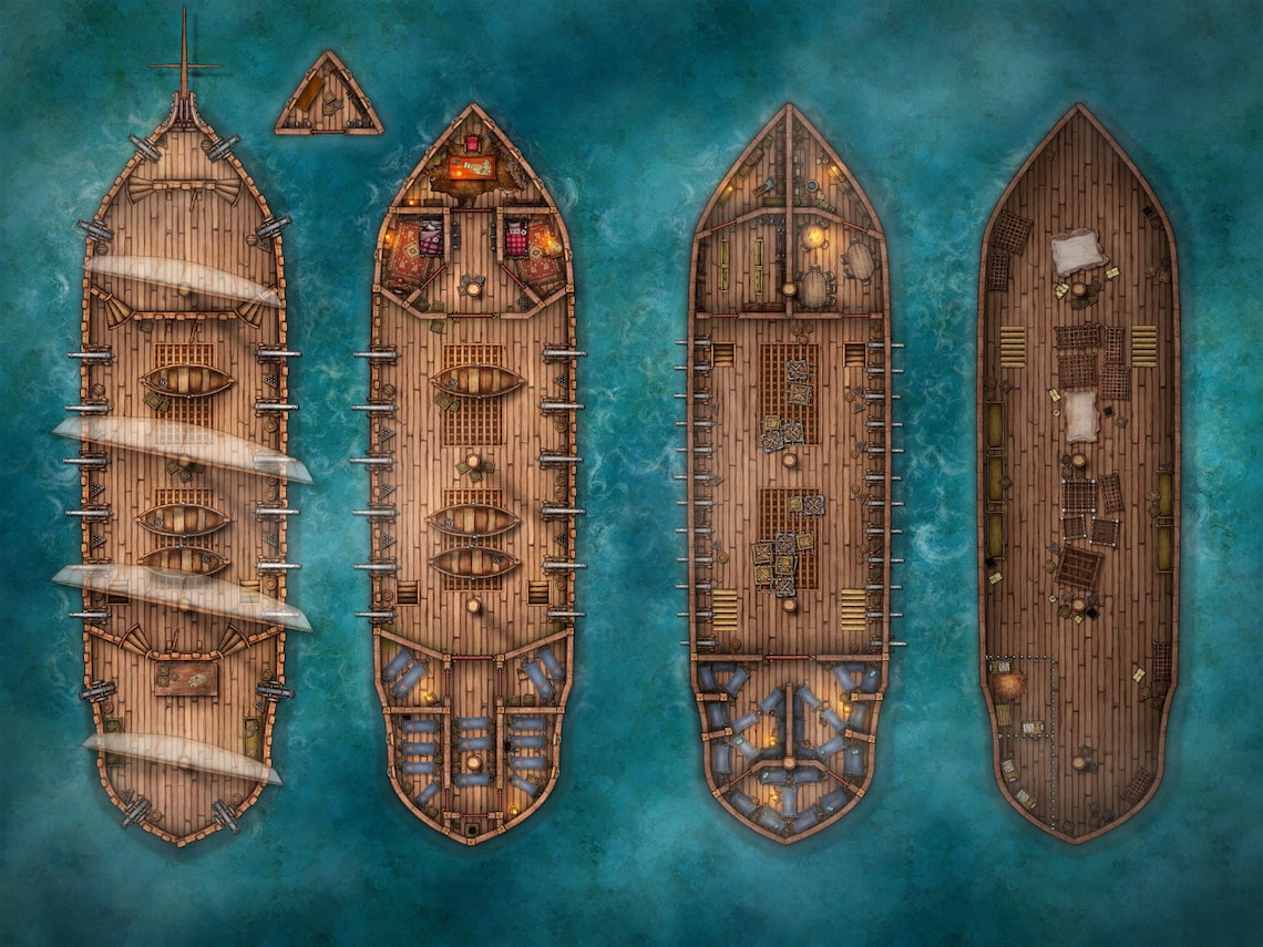 Ship Battlemap, Dnd Map, Warship, D&D, Battle Map, Dungeons and Dragons ...