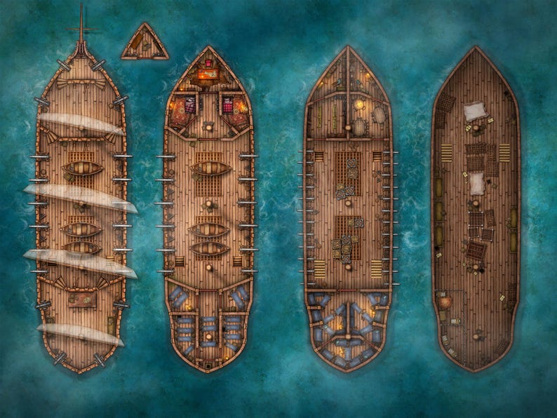 Ship Battlemap, Dnd Map, Warship, D&D, Battle Map, Dungeons and Dragons ...
