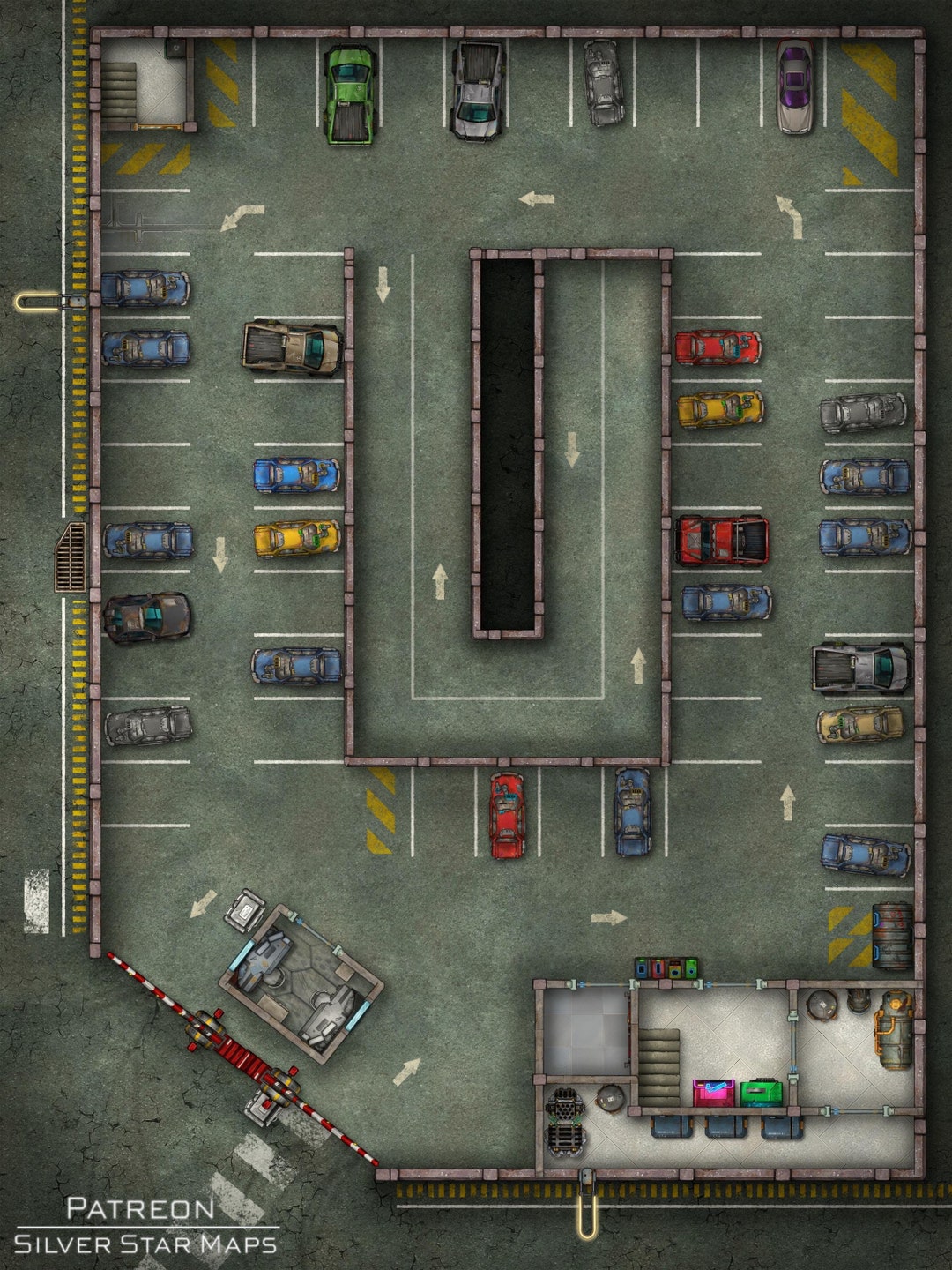 Modern Parking Lot Battlemap, Dnd Map, Modern Maps, Sci Fi Battlemap ...