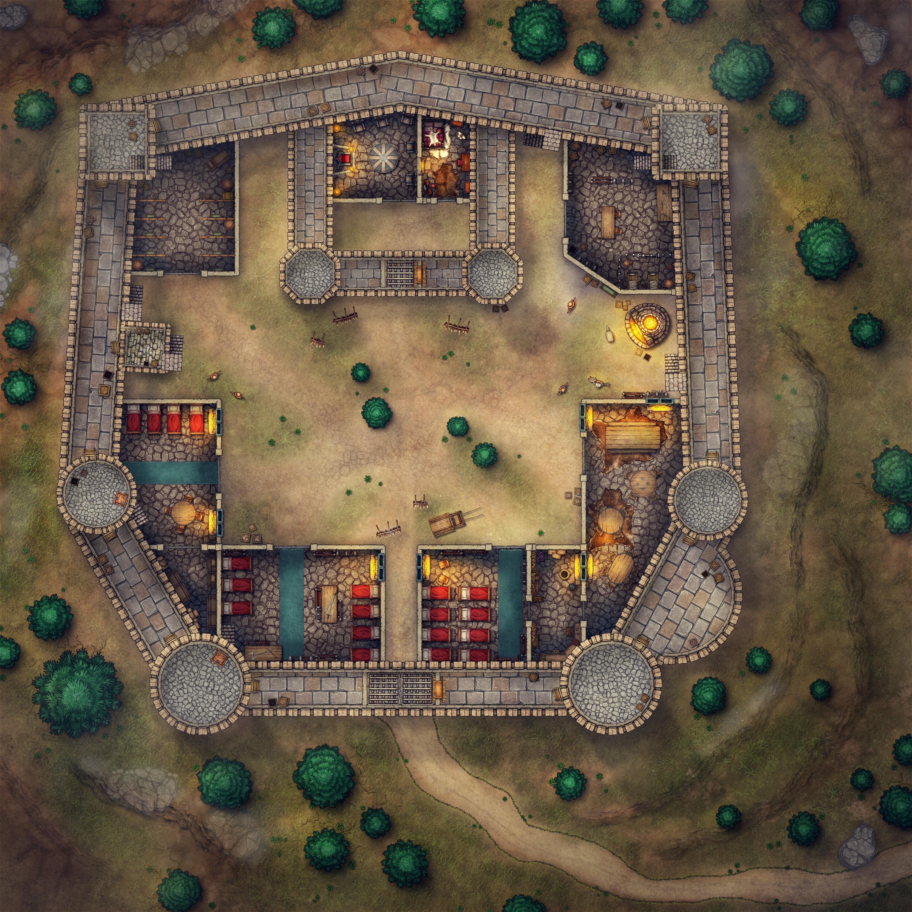 Castle Battlemap, Dnd Map, Fort, Winter, D&D, Battle Map, Forest ...