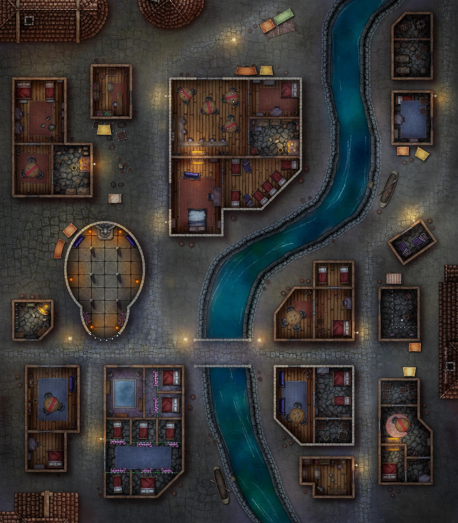 Underdark City Battlemap, Dnd Map, Town, City Streets, D&D, Battle Map ...