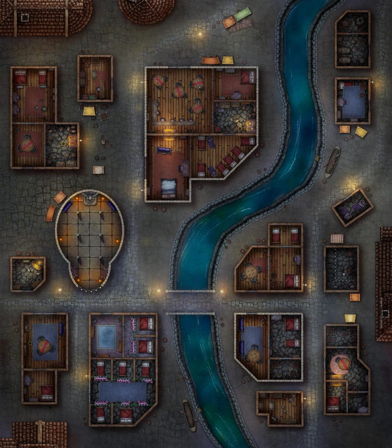 Underdark City Battlemap, Dnd Map, Town, City Streets, D&D, Battle Map ...
