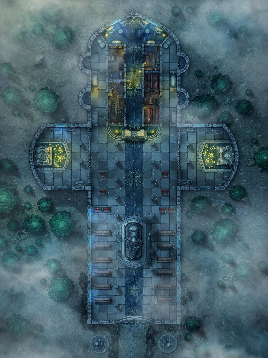 Cathedral Battlemap, Dnd Map, D&D, Battlemap, Temple, Church, Dungeons ...
